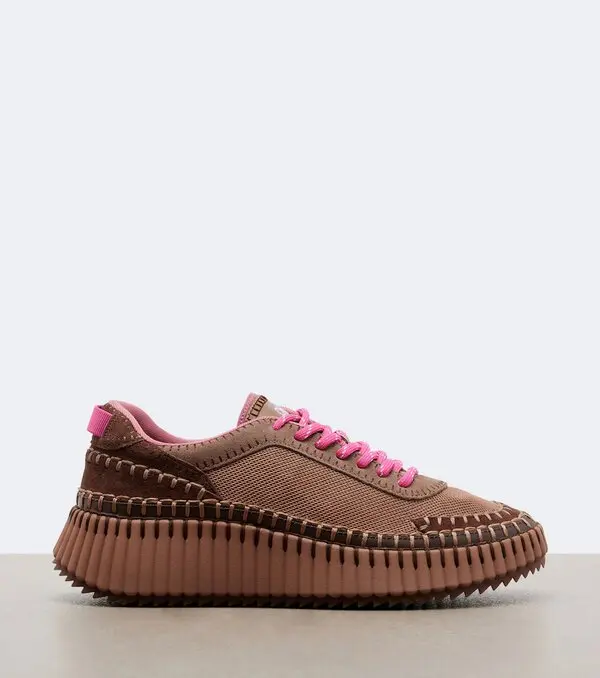 Chloé Nama Leather-trimmed Platform Sneakers