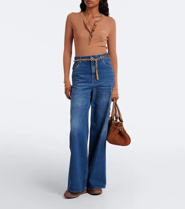 Chloé Nama Leather-trimmed Platform Sneakers