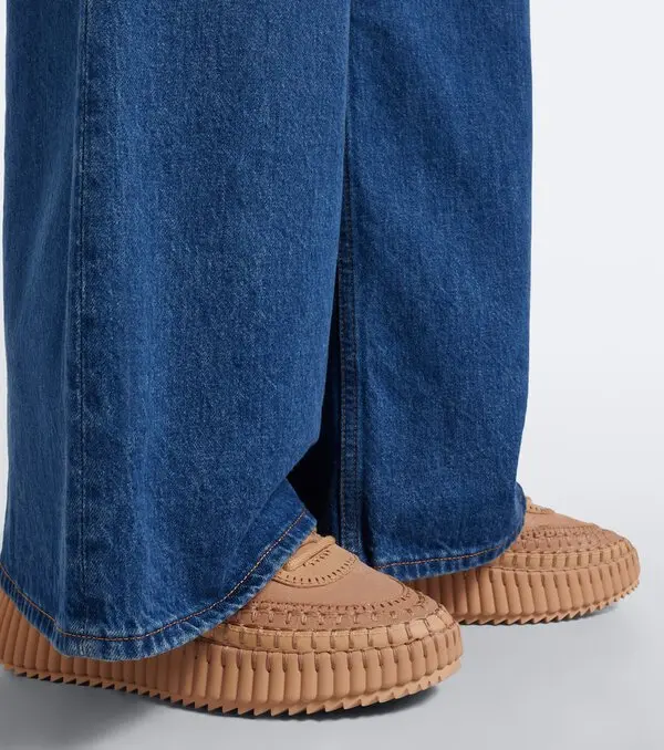 Chloé Nama Shearling-lined Suede Platform Sneakers