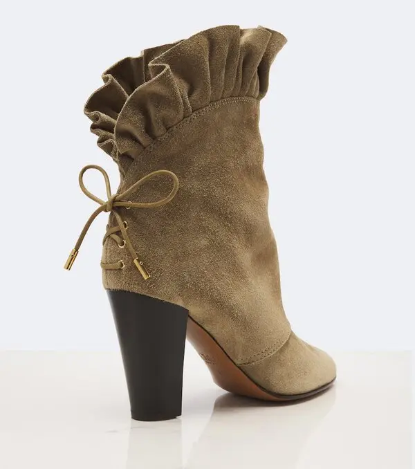 Chloé Anouk Ruffled Suede Ankle Boots