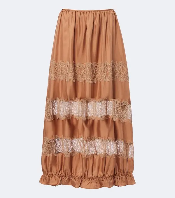 Ulla Johnson Chantal Lace-trimmed Silk Maxi Skirt