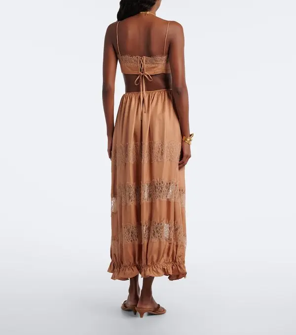 Ulla Johnson Chantal Lace-trimmed Silk Maxi Skirt