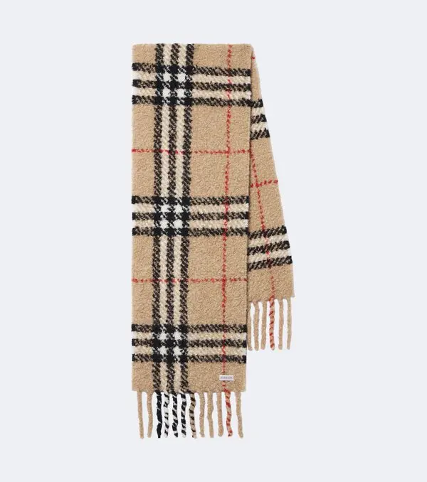 Burberry Check Alpaca And Wool Boucle Scarf - Beige