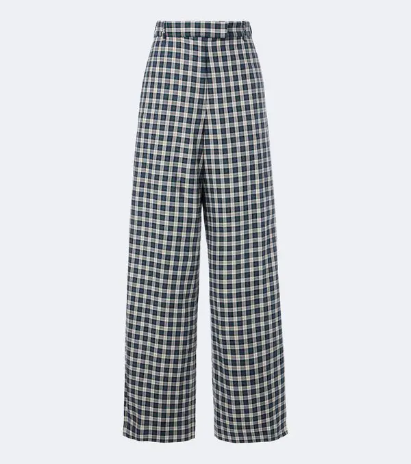 Dries Van Noten Checked Cotton Flannel Wide-leg Pants