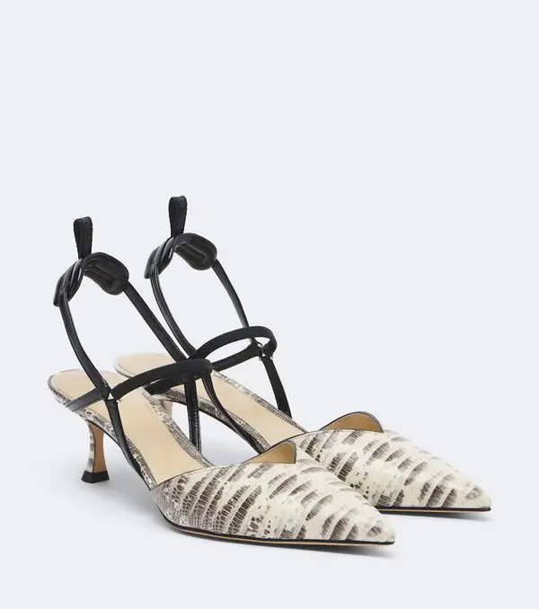 Fendi Colibri Snake-effect Leather Slingback Pumps