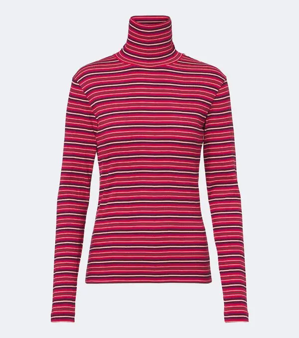 Dries Van Noten Striped Cotton-blend Turtleneck Sweater - Red