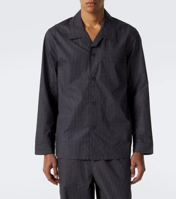 CDLP Checked Cotton Pajama Shirt