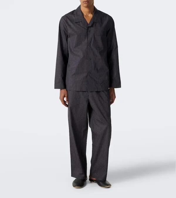 CDLP Checked Cotton Pajama Shirt