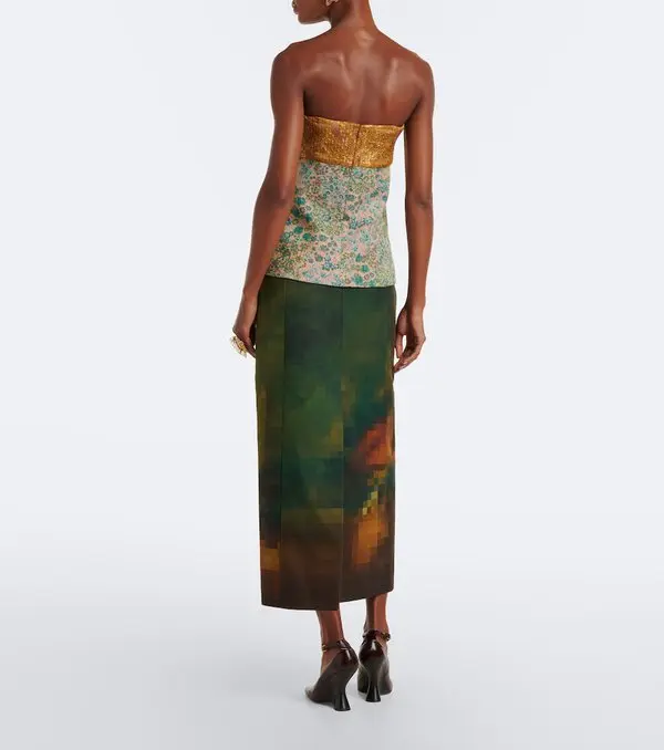 Dries Van Noten Printed Cotton Canvas Midi Skirt