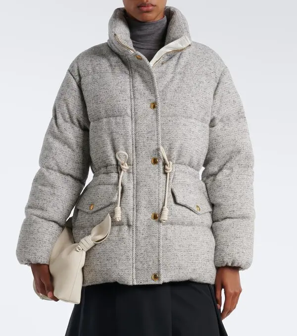 Moncler Wool-blend Tweed Down Jacket
