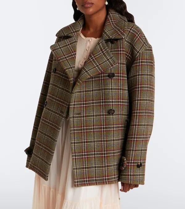 Chloé Checked Wool And Cotton-blend Peacoat