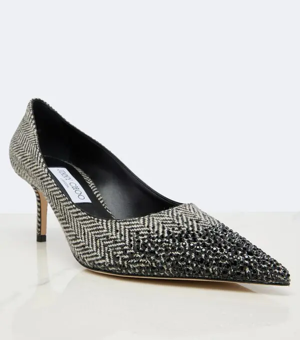 JIMMY CHOO Love Embellished Herringbone Pumps