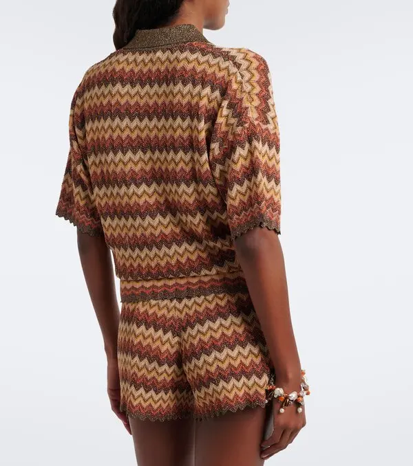 Faithfull The Brand Raya Knitted Chevron Lame Shorts