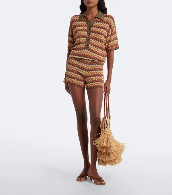 Faithfull The Brand Raya Knitted Chevron Lame Shorts