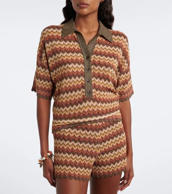 Faithfull The Brand Raya Knitted Chevron Lame Shorts