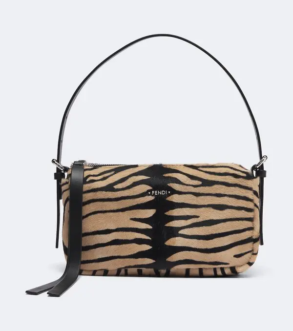 Fendi Leather-trimmed Calf Hair Shoulder Bag