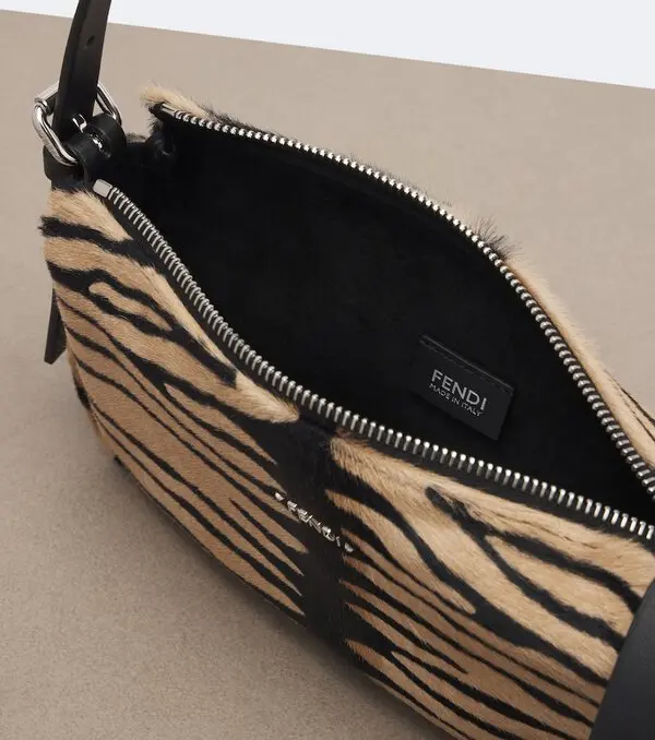 Fendi Leather-trimmed Calf Hair Shoulder Bag