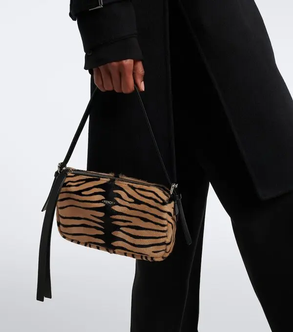 Fendi Leather-trimmed Calf Hair Shoulder Bag