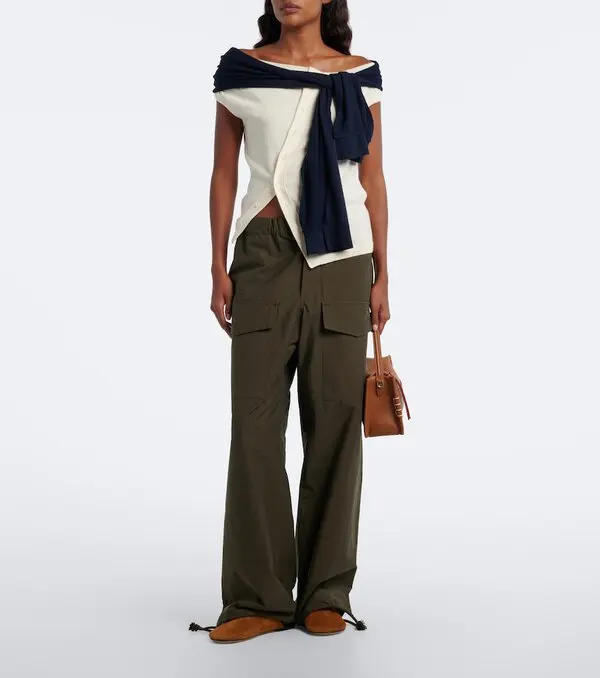 JW Anderson Layered Off-shoulder Wool Top