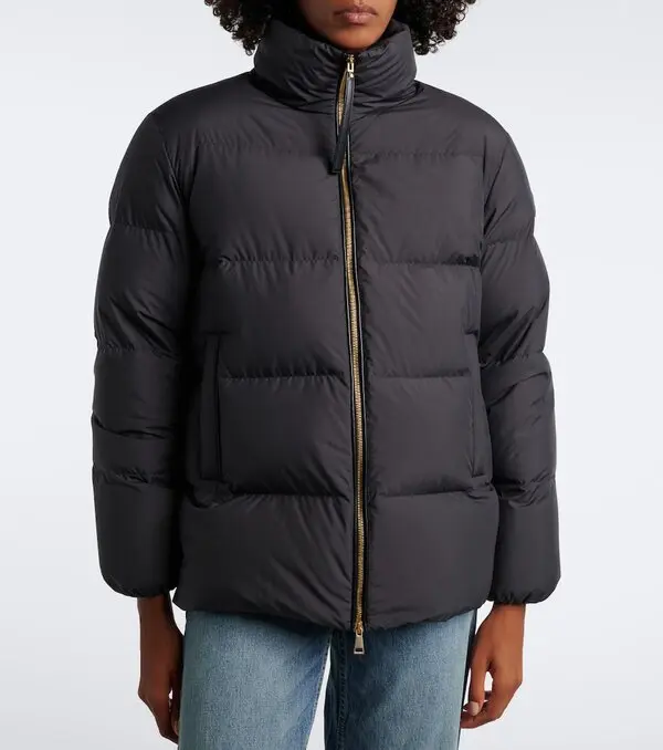 Moncler Leather-trimmed Down Jacket