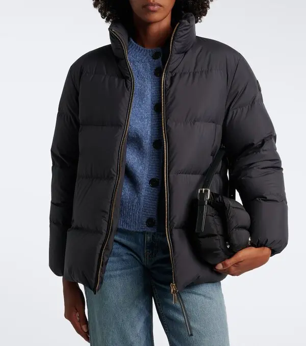 Moncler Leather-trimmed Down Jacket