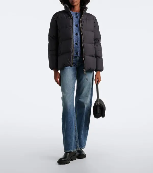 Moncler Leather-trimmed Down Jacket