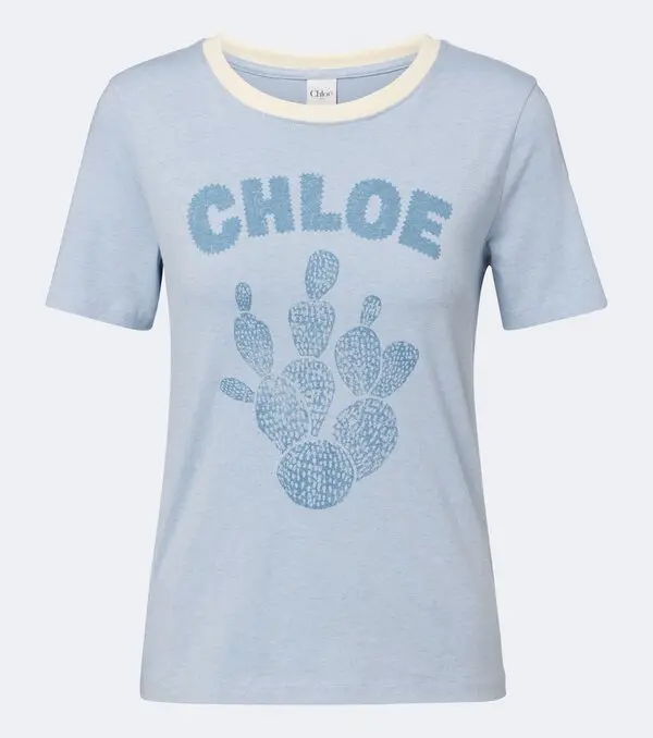 Chloé Logo Printed Cotton Jersey T-shirt