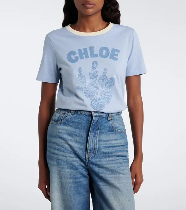 Chloé Logo Printed Cotton Jersey T-shirt