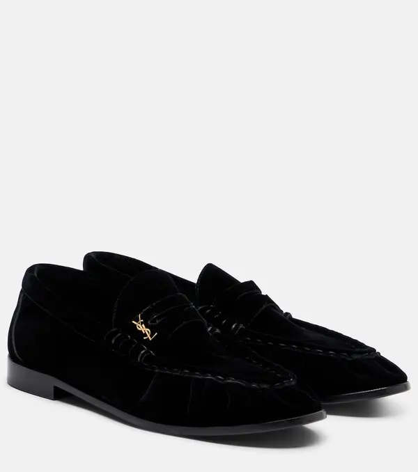 Saint Laurent Le Loafer Velvet Penny Loafers - Black