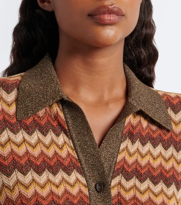 Faithfull The Brand Raya Chevron Lame Polo Sweater