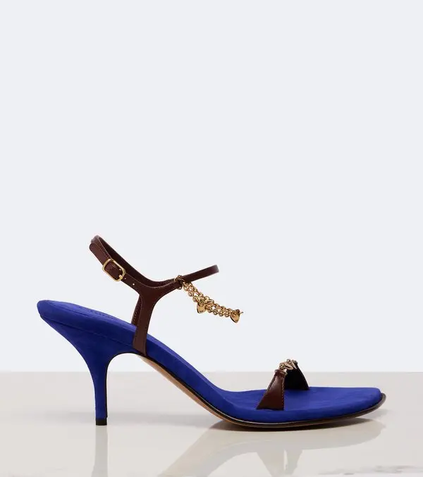 Chloé Embellished Leather Sandals - Blue