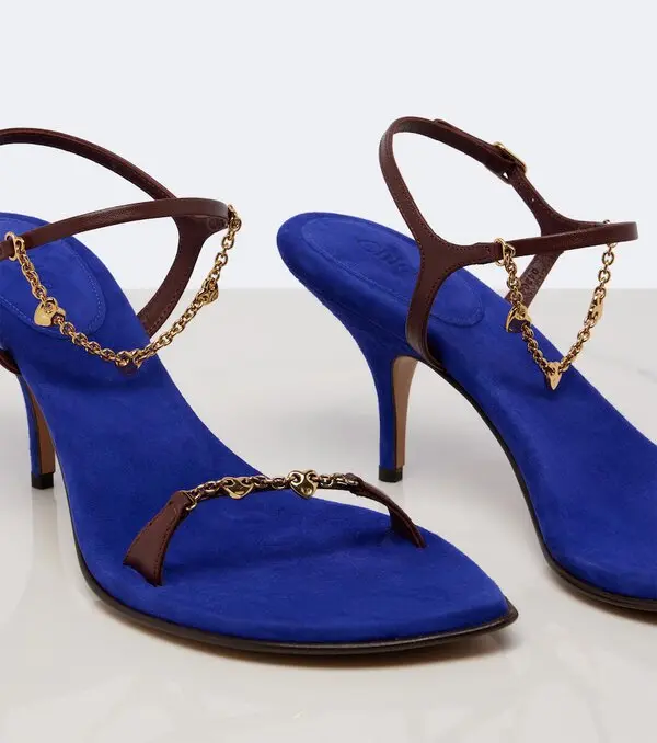 Chloé Embellished Leather Sandals - Blue