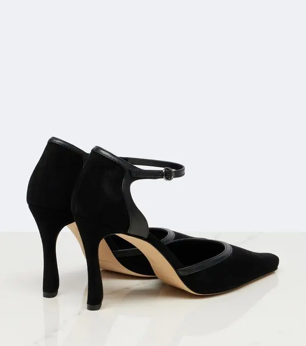 Manolo Blahnik Armelia Leather-trimmed Suede Pumps