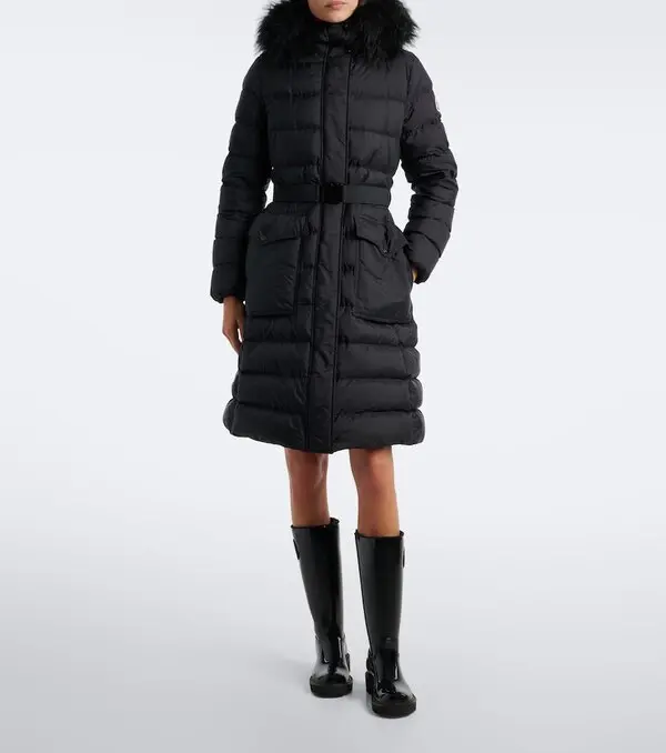 Moncler Shearling-trimmed Down Coat