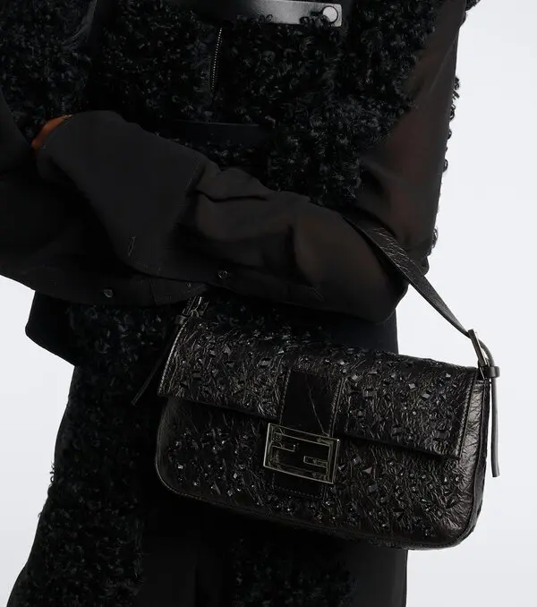 Fendi Baguette® 26424 Small Embellished Leather Shoulder Bag