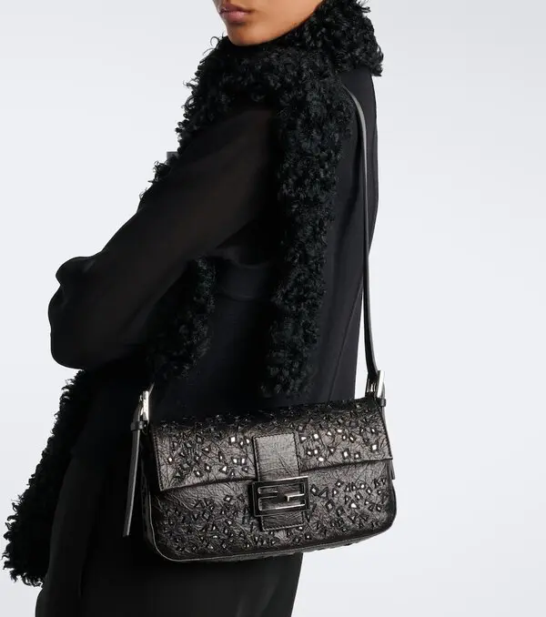 Fendi Baguette® 26424 Small Embellished Leather Shoulder Bag