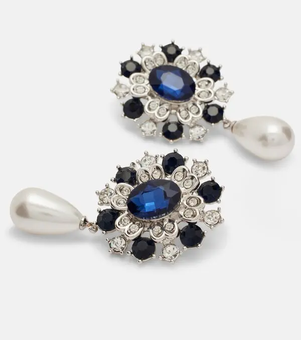 SELF-PORTRAIT Crystal-embellished Faux Pearl Drop Earrings