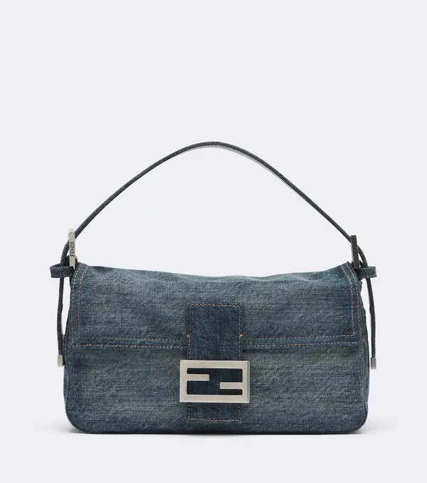 Fendi Baguette® 26424 Small Denim Shoulder Bag