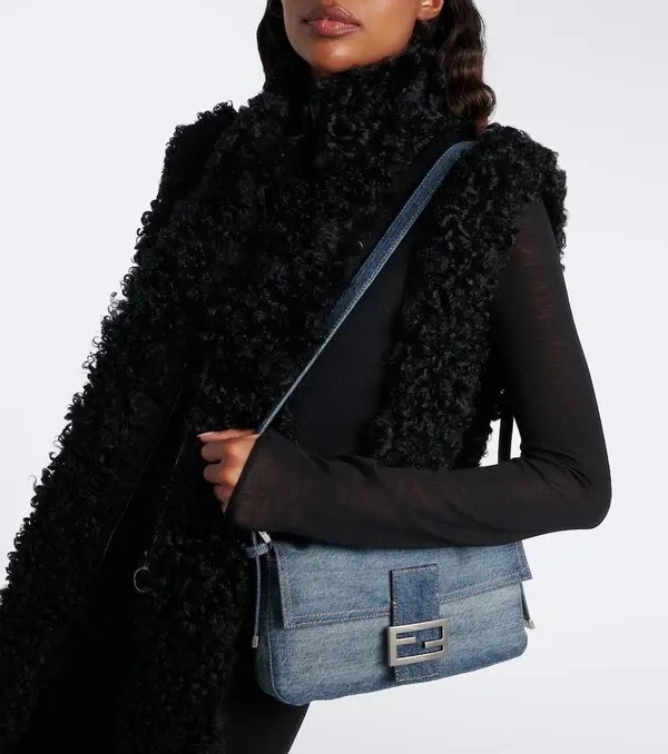 Fendi Baguette® 26424 Small Denim Shoulder Bag