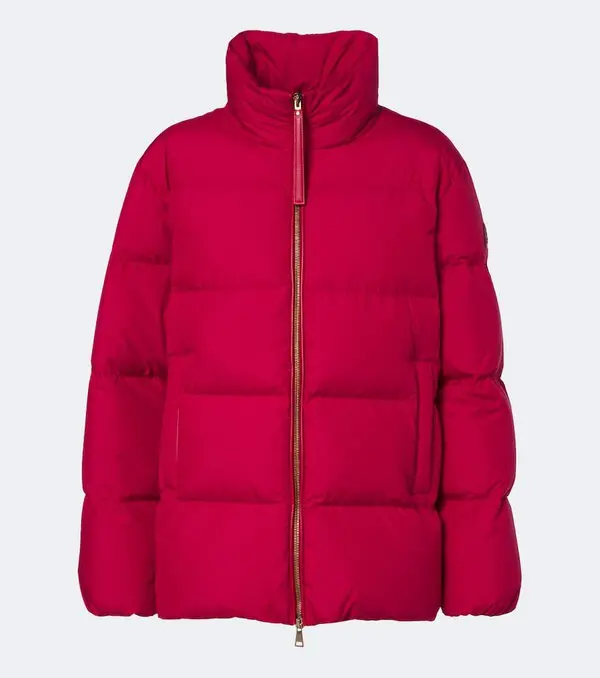 Moncler Leather-trimmed Down Jacket