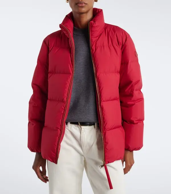 Moncler Leather-trimmed Down Jacket