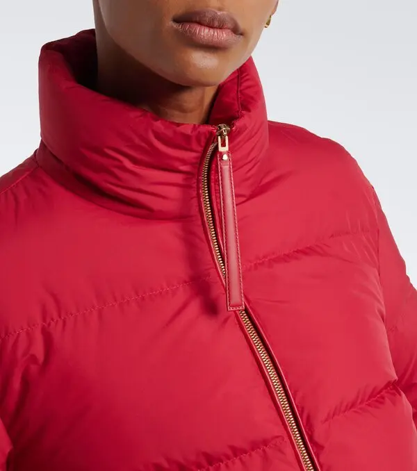 Moncler Leather-trimmed Down Jacket