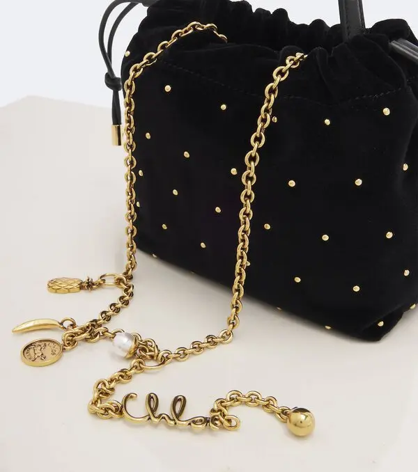 Chloé Icons Mini Studded Velvet Shoulder Bag