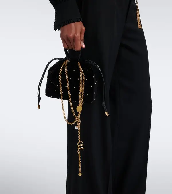 Chloé Icons Mini Studded Velvet Shoulder Bag