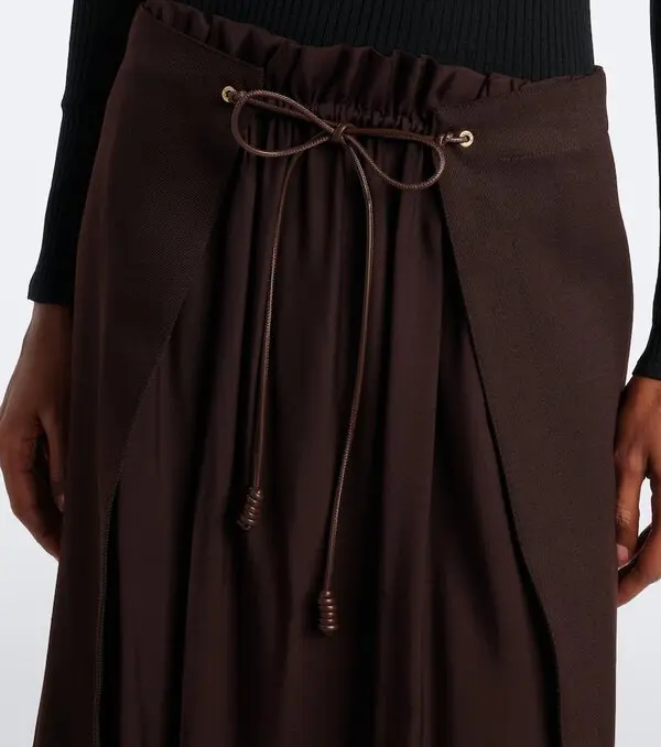 Moncler Leather-trimmed Virgin Wool Midi Skirt