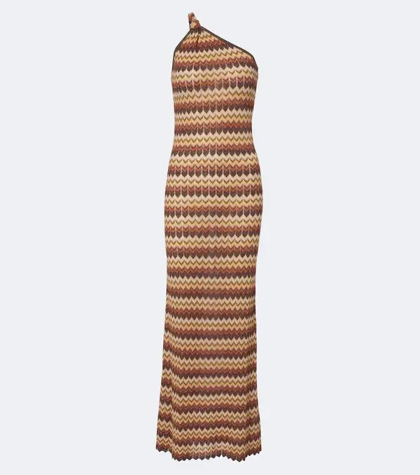 Faithfull The Brand Joie Chevron One-shoulder Lame Maxi Dress - Multicoloured