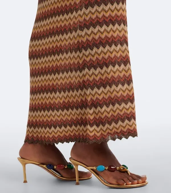 Faithfull The Brand Joie Chevron One-shoulder Lame Maxi Dress