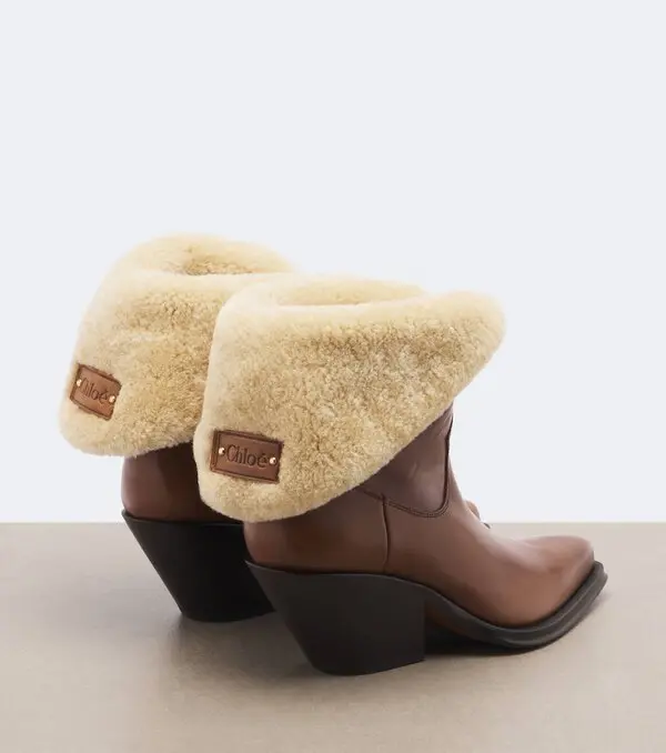 Chloé Azelan Shearling-lined Ankle Boots