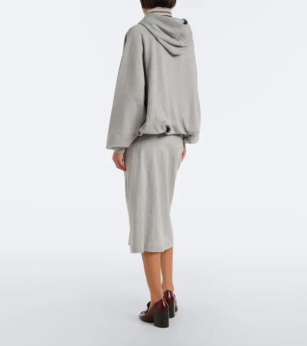 Dries Van Noten Draped Cotton Jersey Midi Skirt