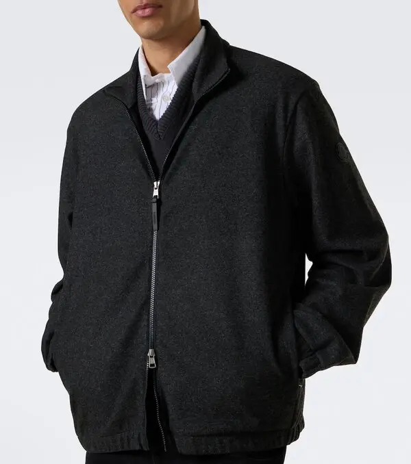 Moncler Leather-trimmed Bomber Jacket